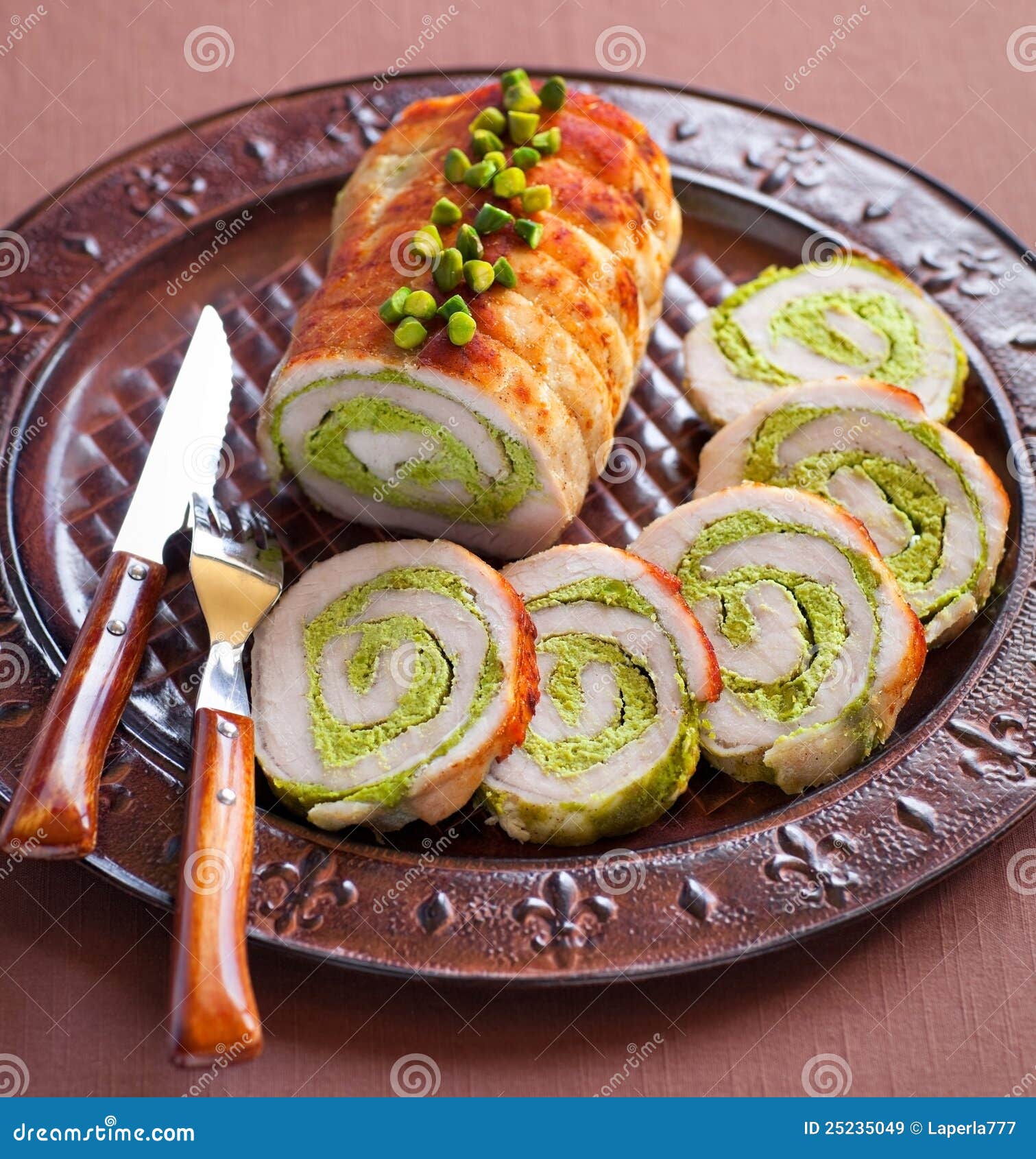 Meat roulade stock image. Image of pistachio, dinner - 25235049