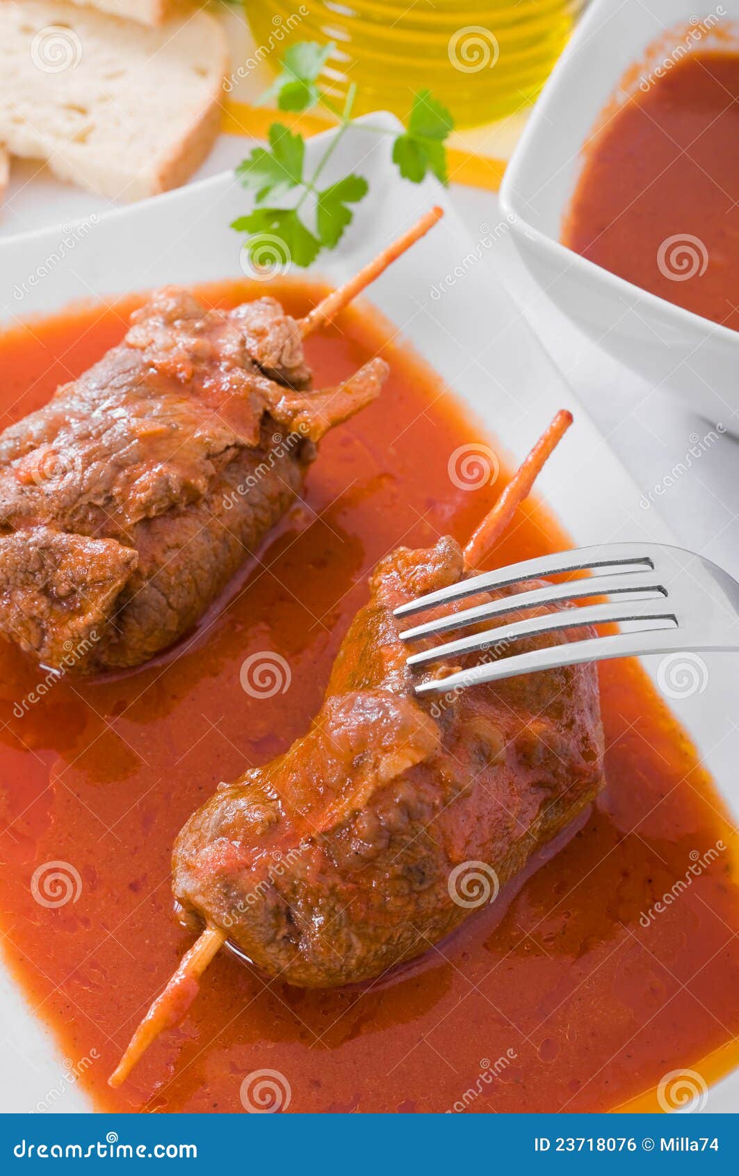 Meat Roulade on White Dish. Stock Photo - Image of italy, braciola ...