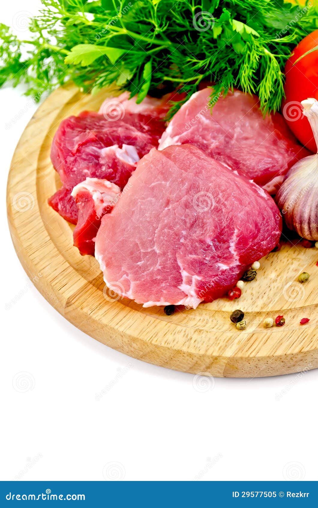 Meat on a Round Plate with Vegetables and Herbs Stock Image - Image of ...