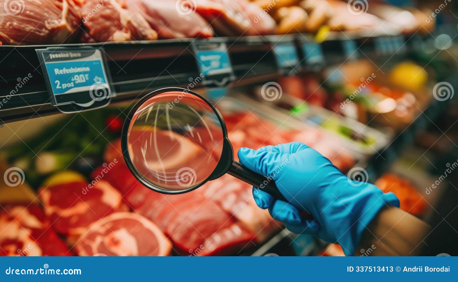 Meat Safety Check: Inspector with Magnifying Glass. Stock Illustration ...