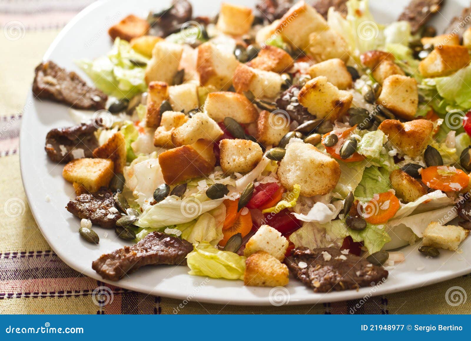 Meat salad stock image. Image of dish, plate, meat, slices - 21948977