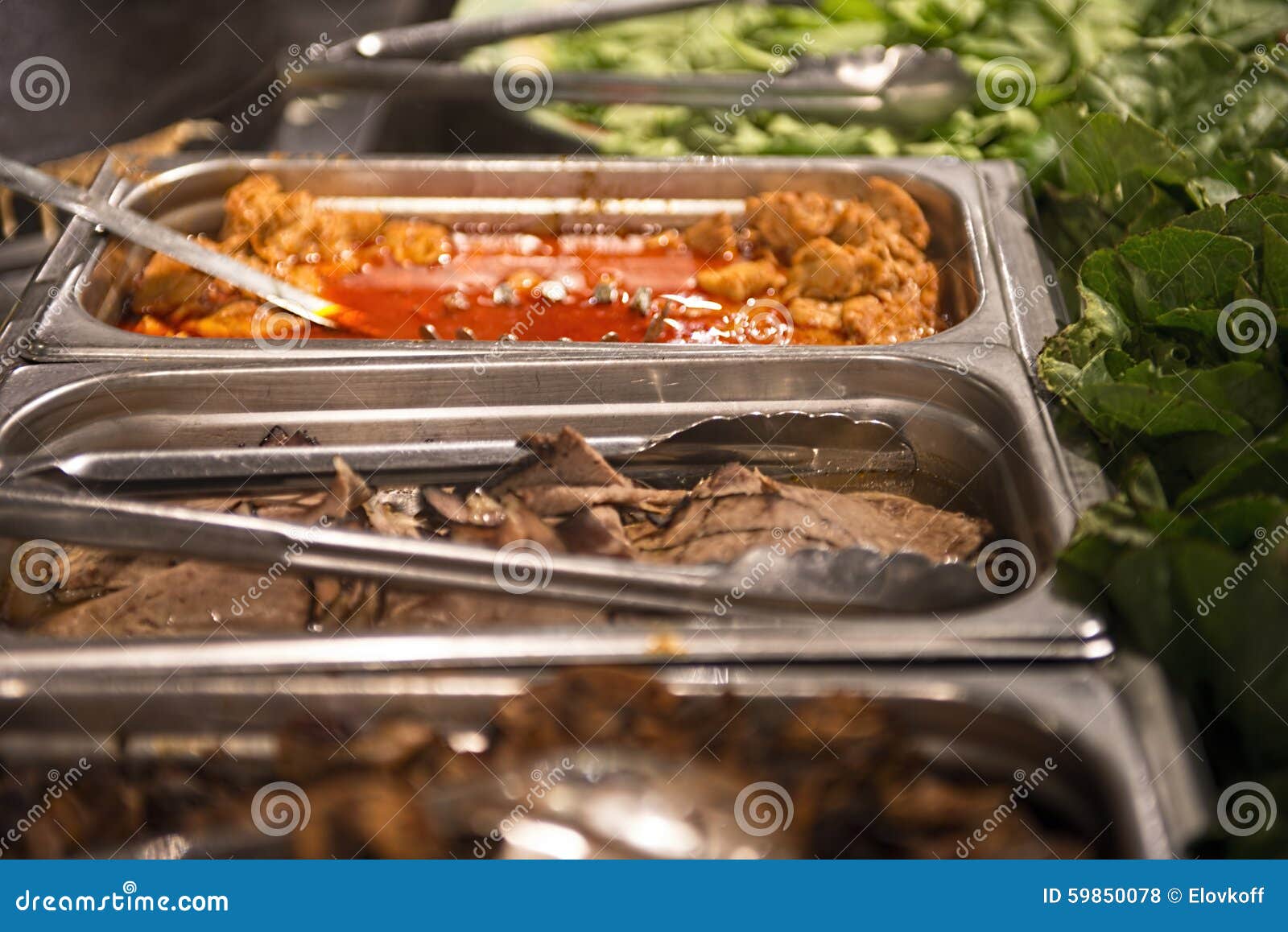 Meat and salad bar stock photo. Image of breakfast, gourmet - 59850078