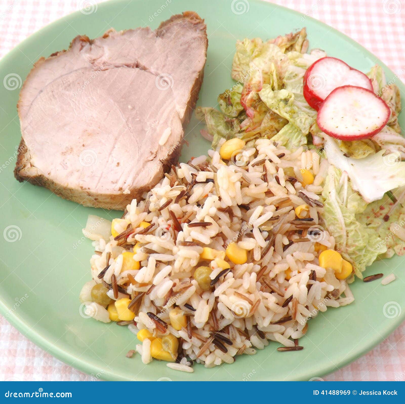 Meat with salad and rice stock image. Image of freshness - 41488969