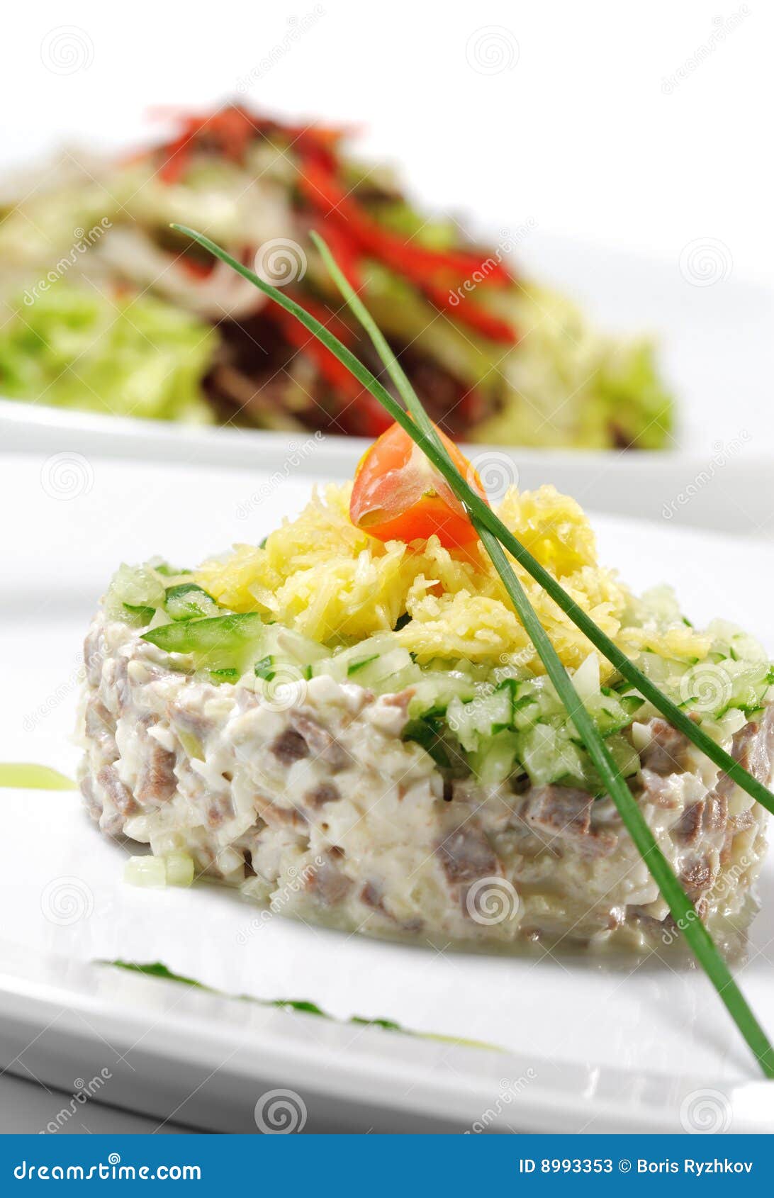 Meat Salad with Vegetable stock image. Image of restaurant - 8993353
