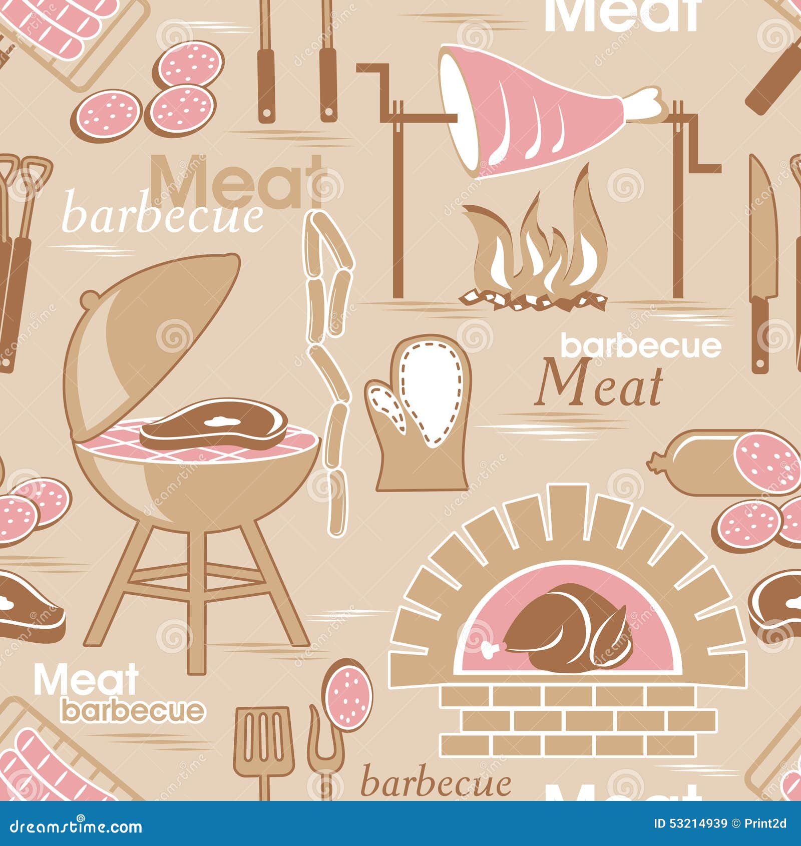 Meat seamless background stock vector. Illustration of shape - 53214939