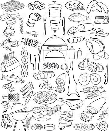 Meat set stock vector. Illustration of hand, gourmet - 70805575