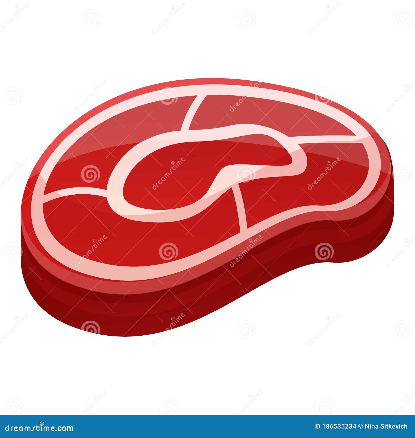 Meat Slice Icon, Cartoon Style Stock Vector - Illustration of sirloin ...