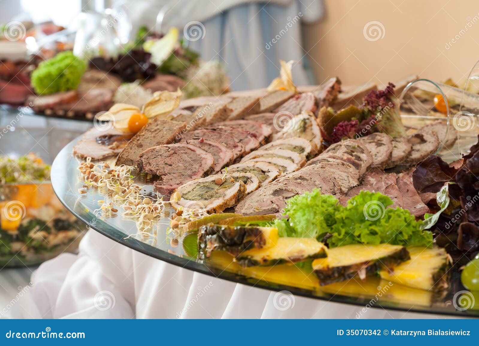 Meat Slices on Wedding Table Stock Photo - Image of banquet, lemon ...