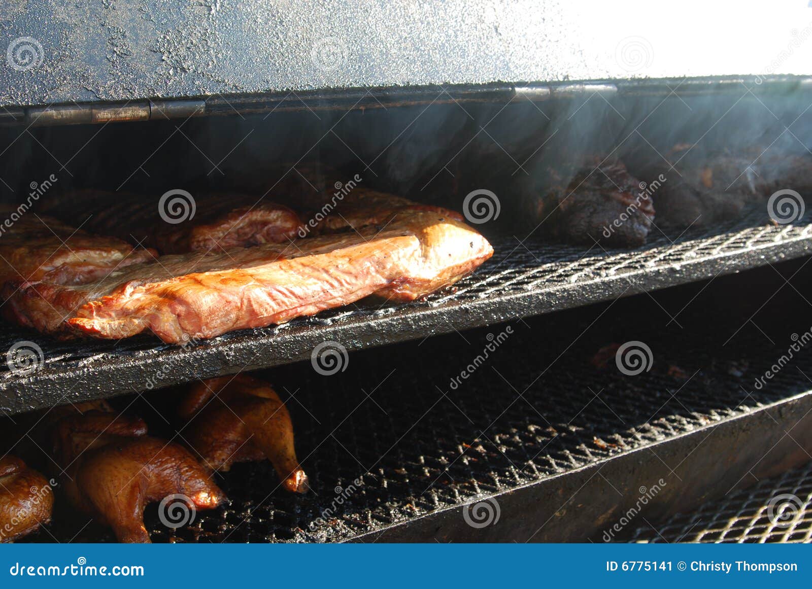 Meat in the smoker stock image. Image of dish, rack, cook - 6775141
