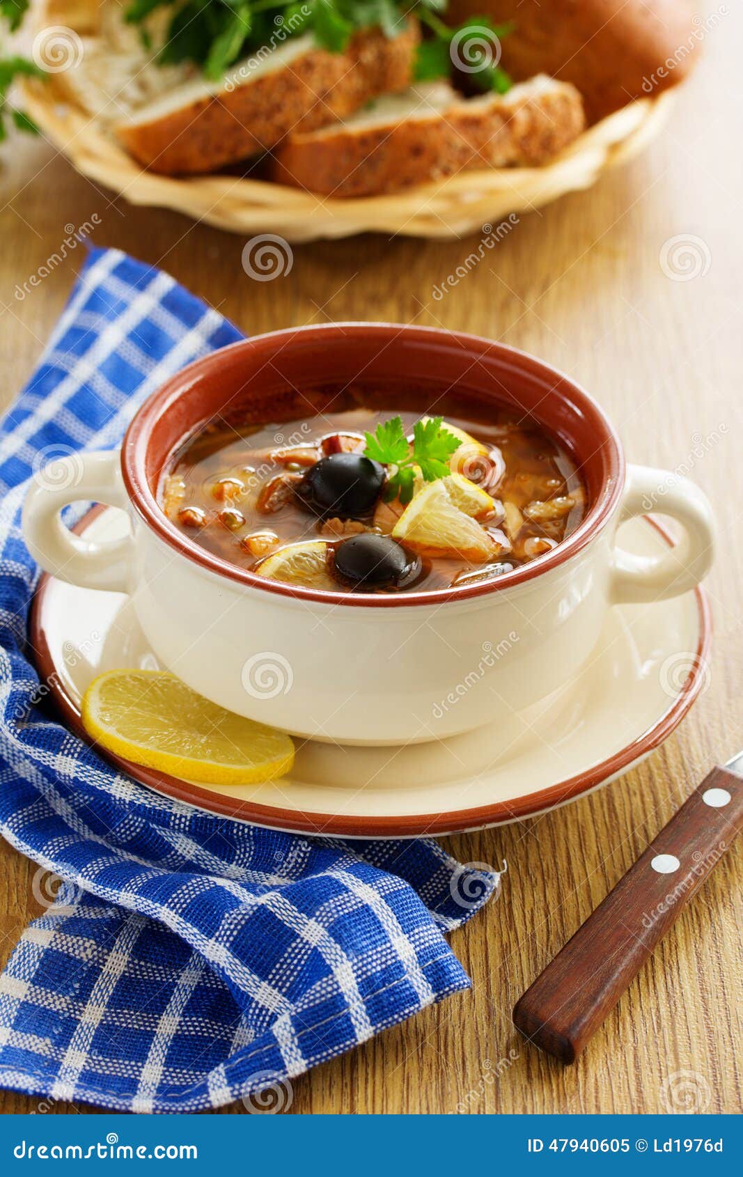 Meat solyanka- stock image. Image of food, plate, bouillon - 47940605