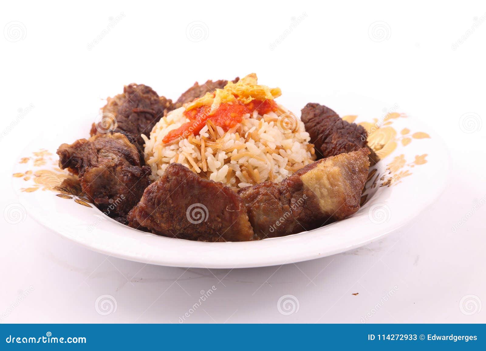 Meat with Rice meal stock image. Image of dough, egypt - 114272933