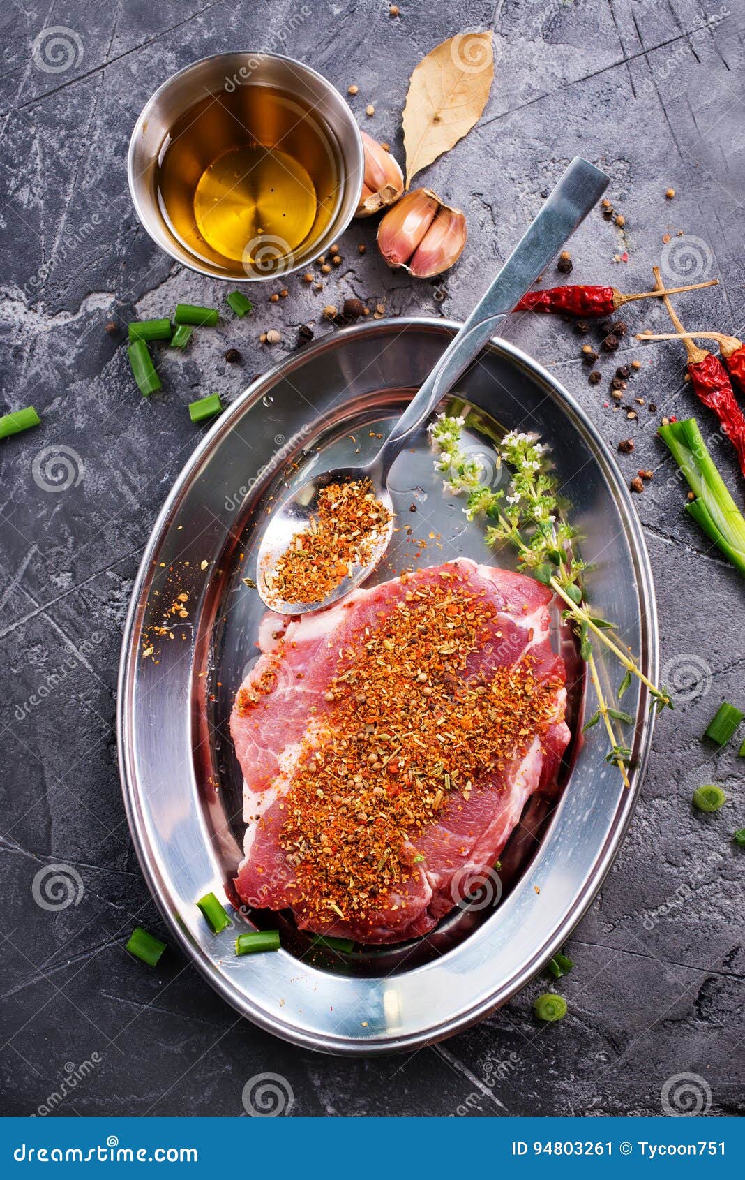Meat with spice stock image. Image of food, herb, kitchen - 94803261