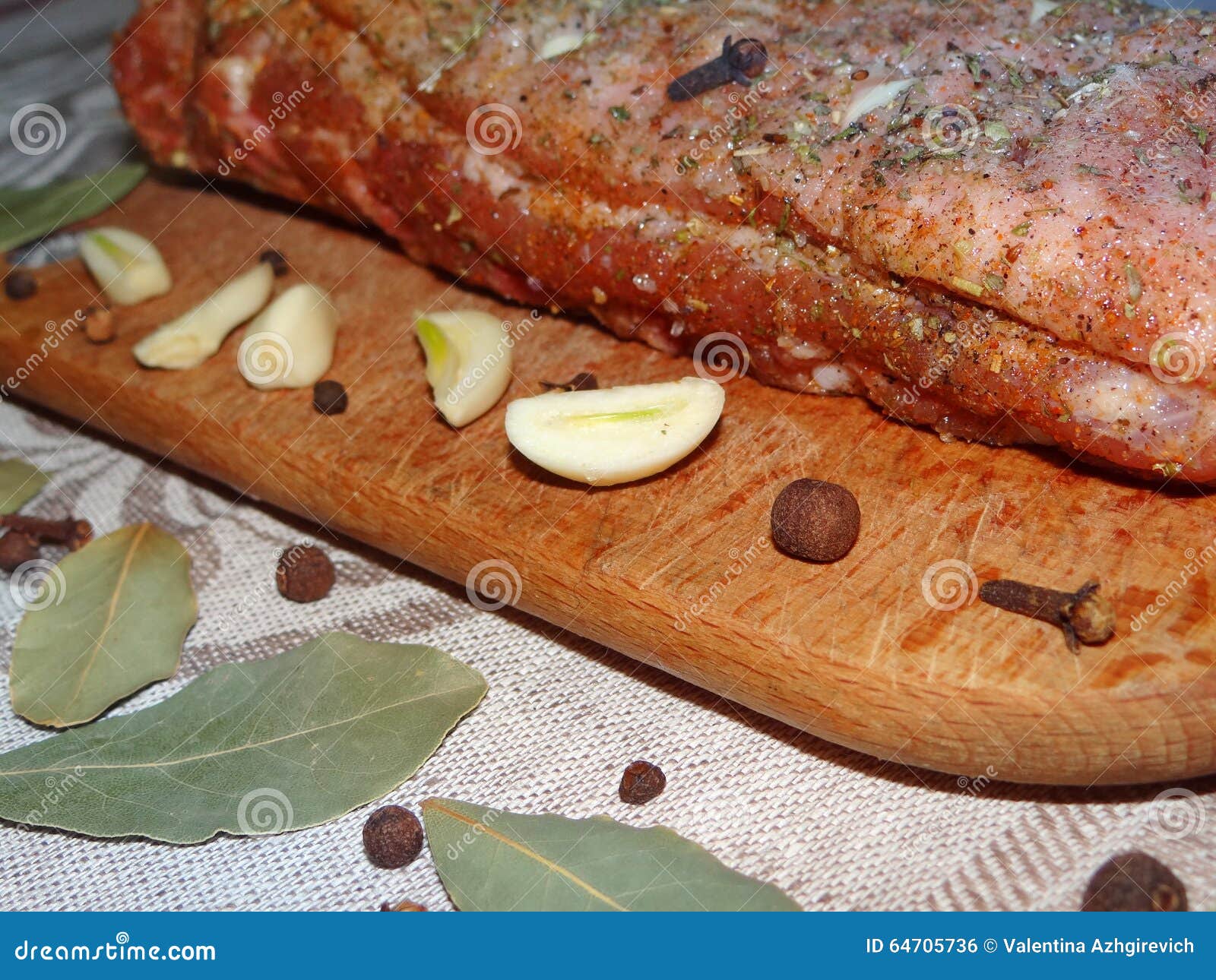 Meat with spices stock photo. Image of recipe, pork, meat - 64705736