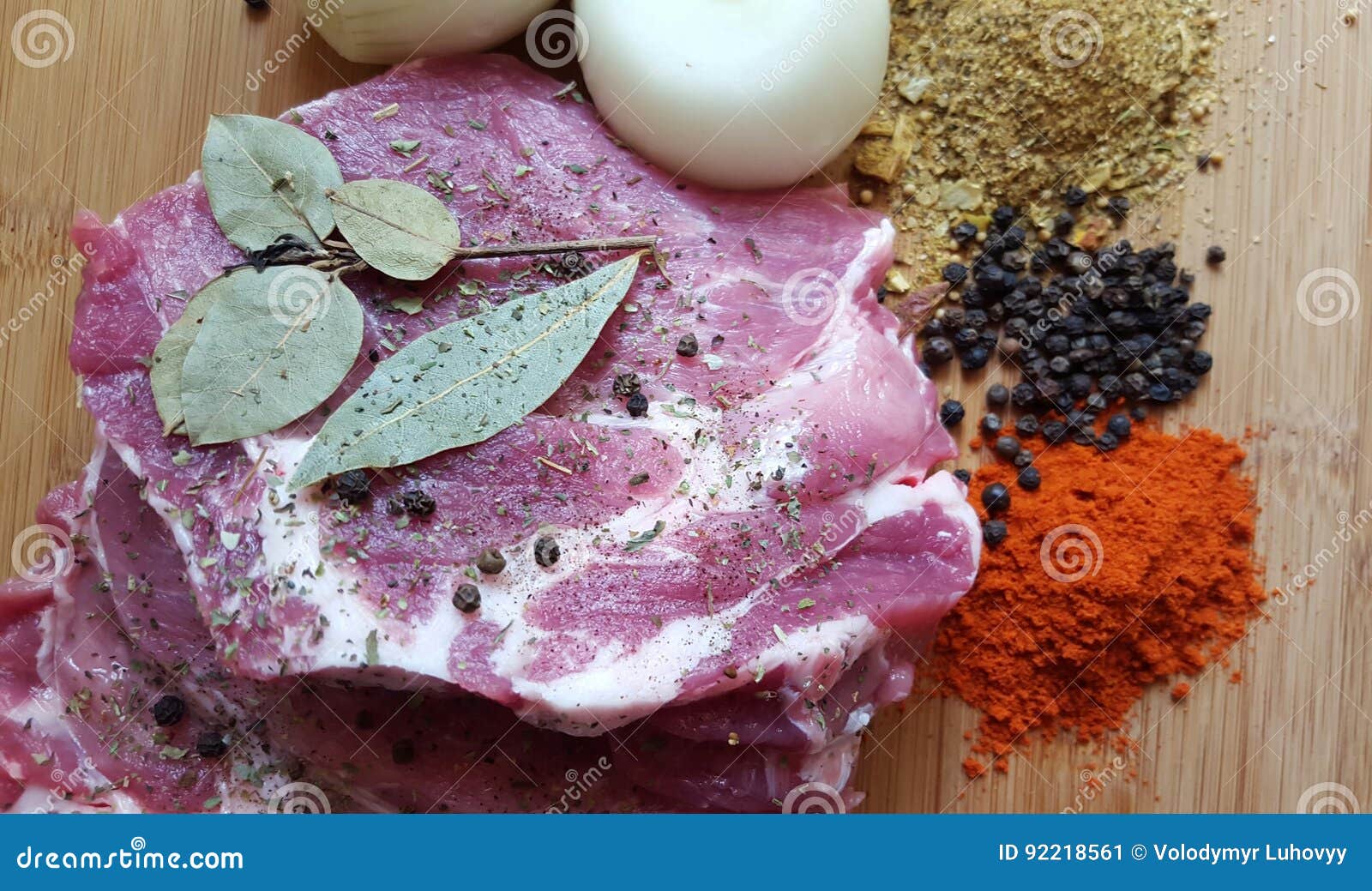 Meat and spices stock image. Image of wood, steak, steaks - 92218561