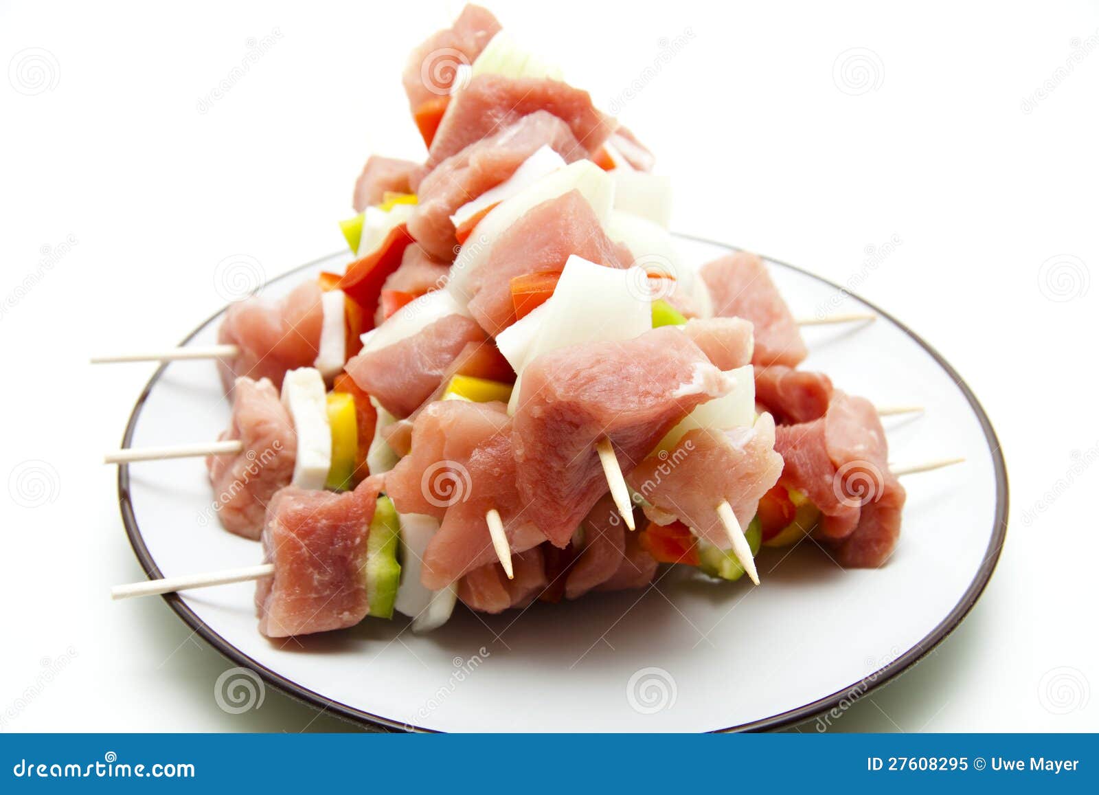 Meat spit on plate stock image. Image of onion, plate - 27608295