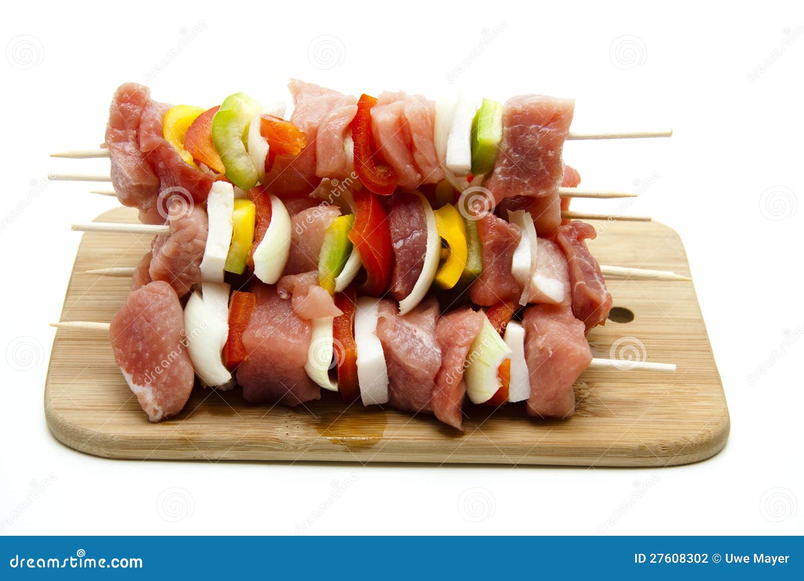 Meat spit on wood plate stock photo. Image of wood, sausage - 27608302