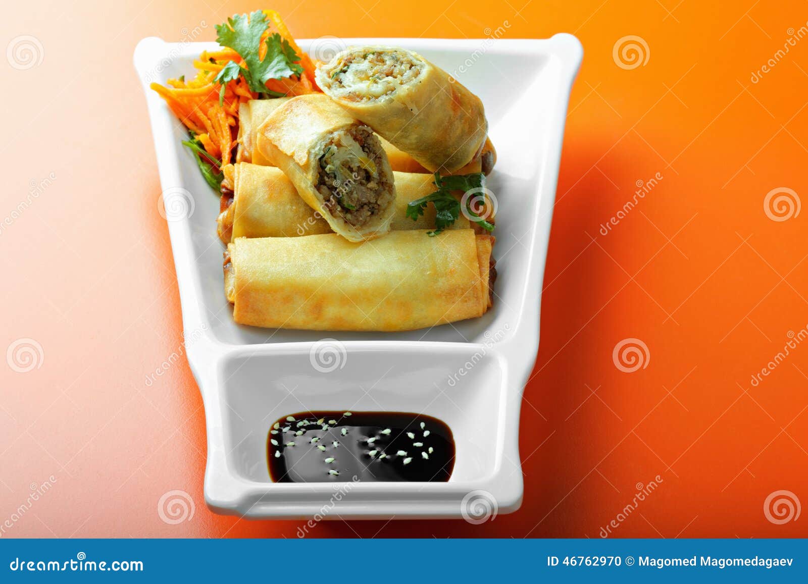 Meat Spring Rolls in a Plate Stock Photo - Image of spring, asian: 46762970