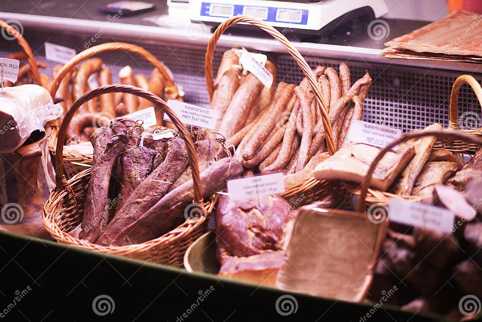 Meat stand stock image. Image of stand, shop, products - 38371997