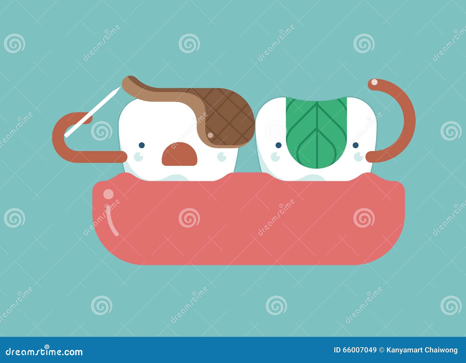 Meat Steak and Vegetable is Stuck on Teeth Stock Vector - Illustration ...