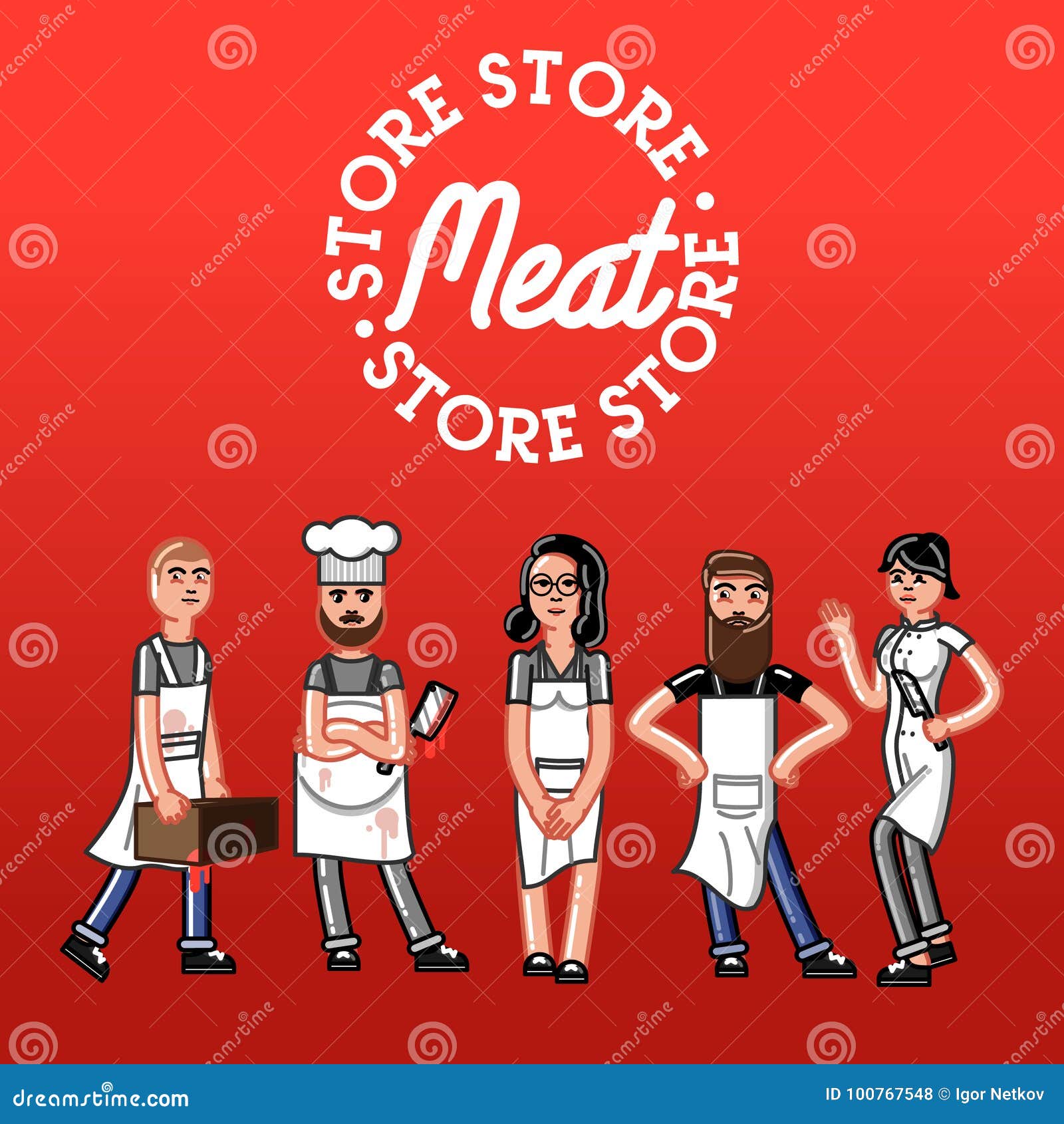 Meat store concept stock vector. Illustration of bologna - 100767548