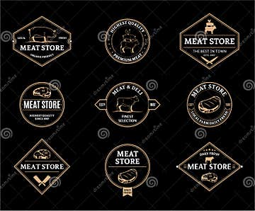 Meat Store Labels and Design Elements Stock Vector - Illustration of ...