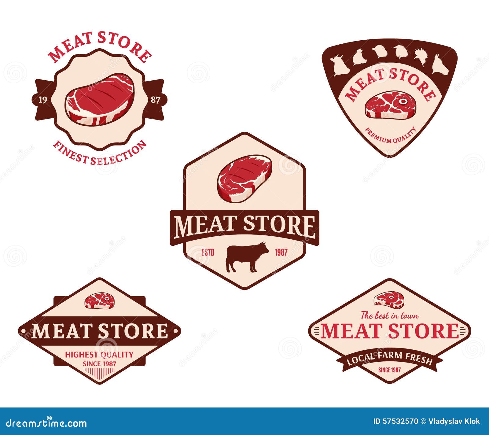 Meat Store Labels and Design Elements Stock Vector - Illustration of ...