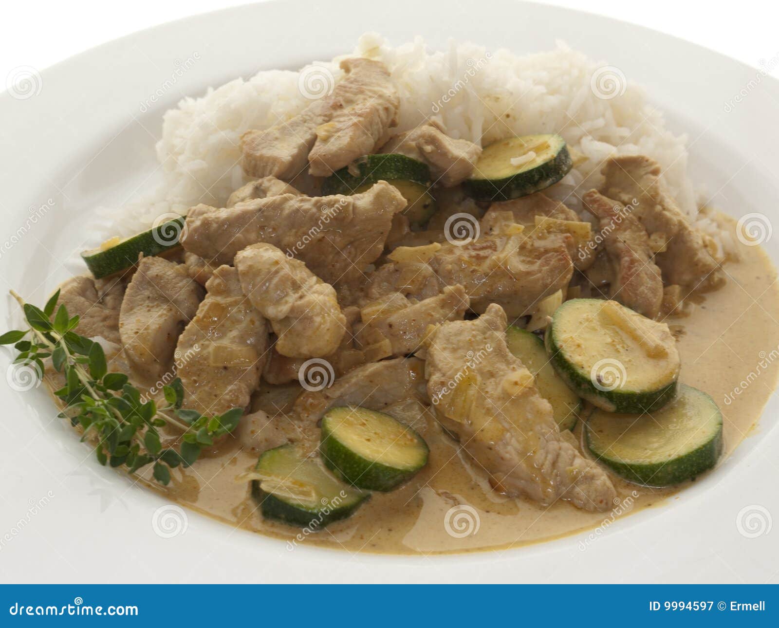 Meat stripes with zuccini stock image. Image of cream - 9994597
