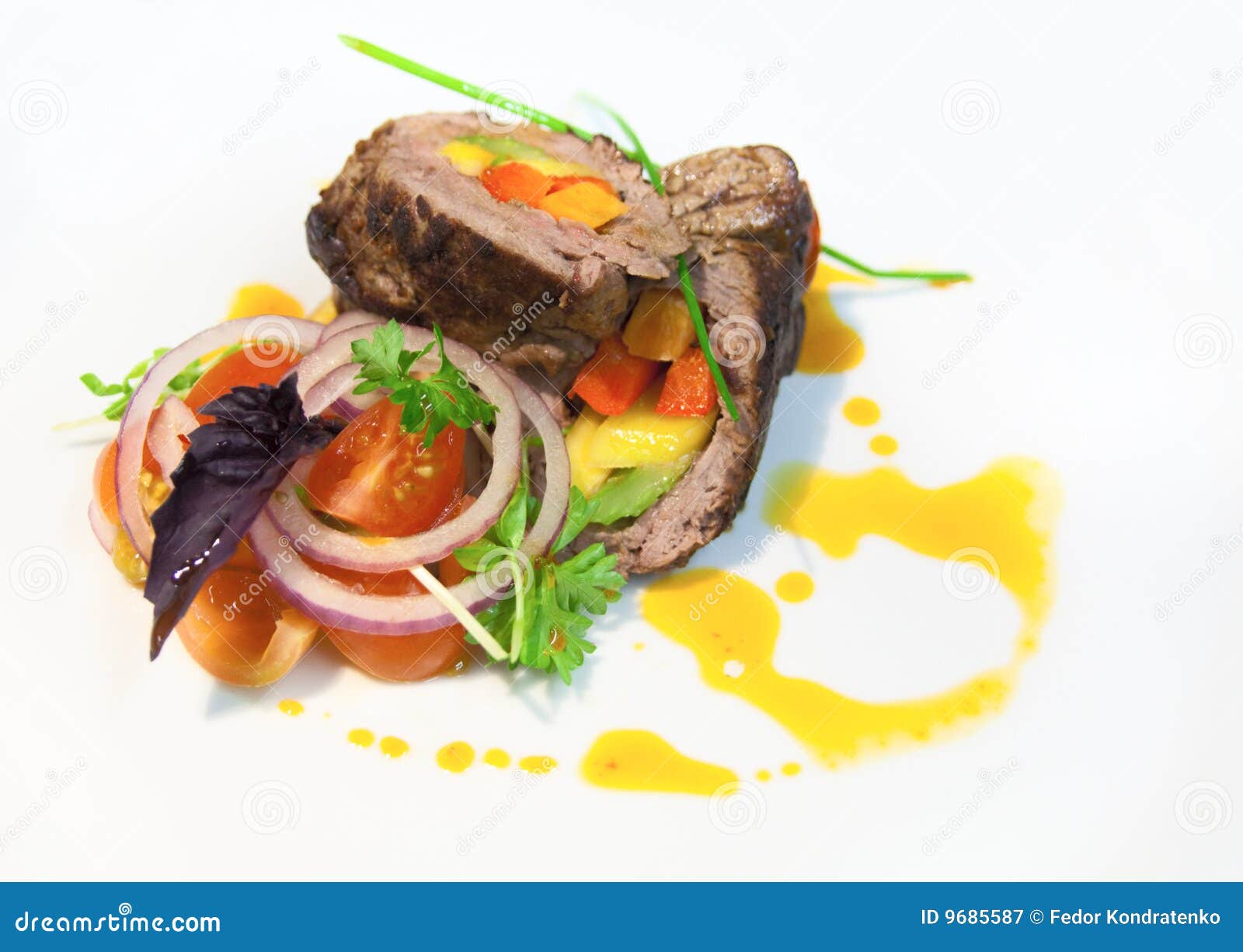 Meat Stuffed with Vegetables on Plate Stock Image - Image of white ...