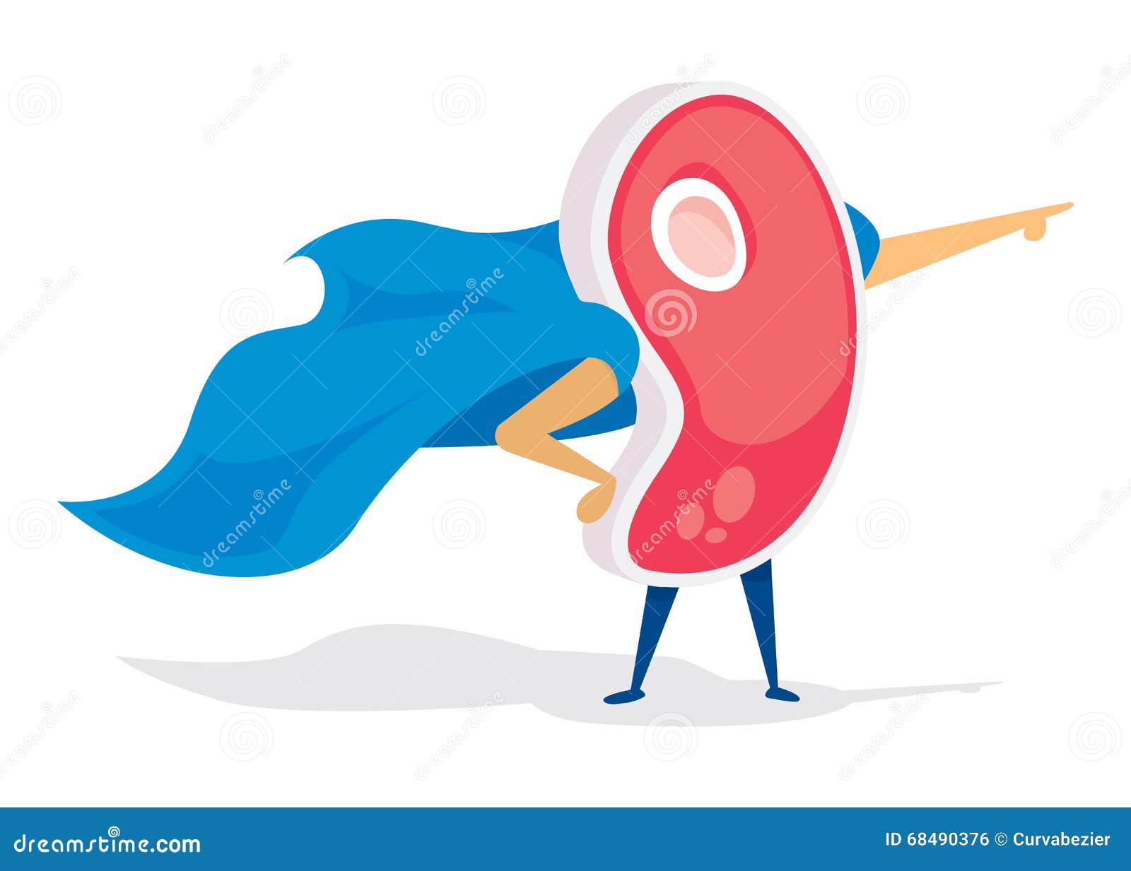 Meat Super Hero Standing with Cape Stock Vector - Illustration of food ...