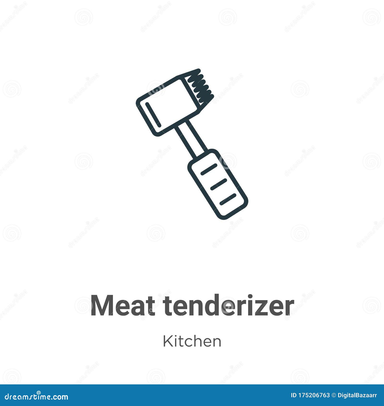 Meat Tenderizer Outline Vector Icon. Thin Line Black Meat Tenderizer Icon, Flat Vector Simple ...