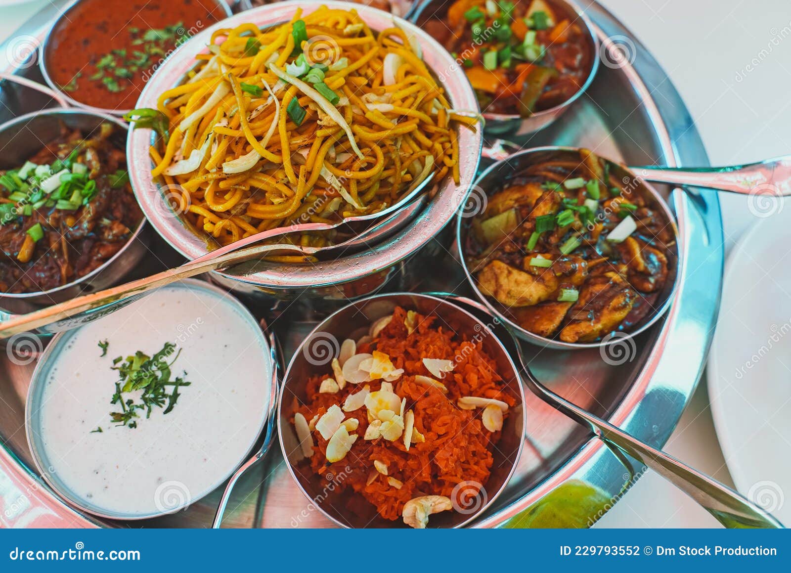 Meat thali stock photo. Image of paratha, dish, buffet - 229793552