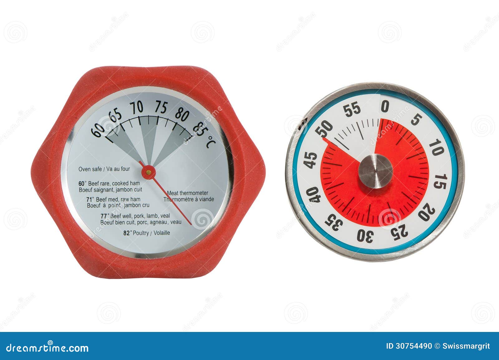 Meat Thermometer and Kitchen Timer Stock Photo - Image of obkect ...