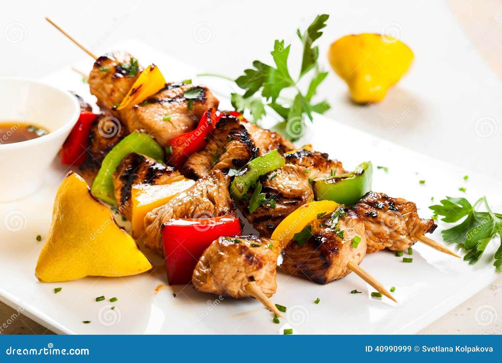 Meat and vegetable kebabs stock image. Image of delicious - 40990999