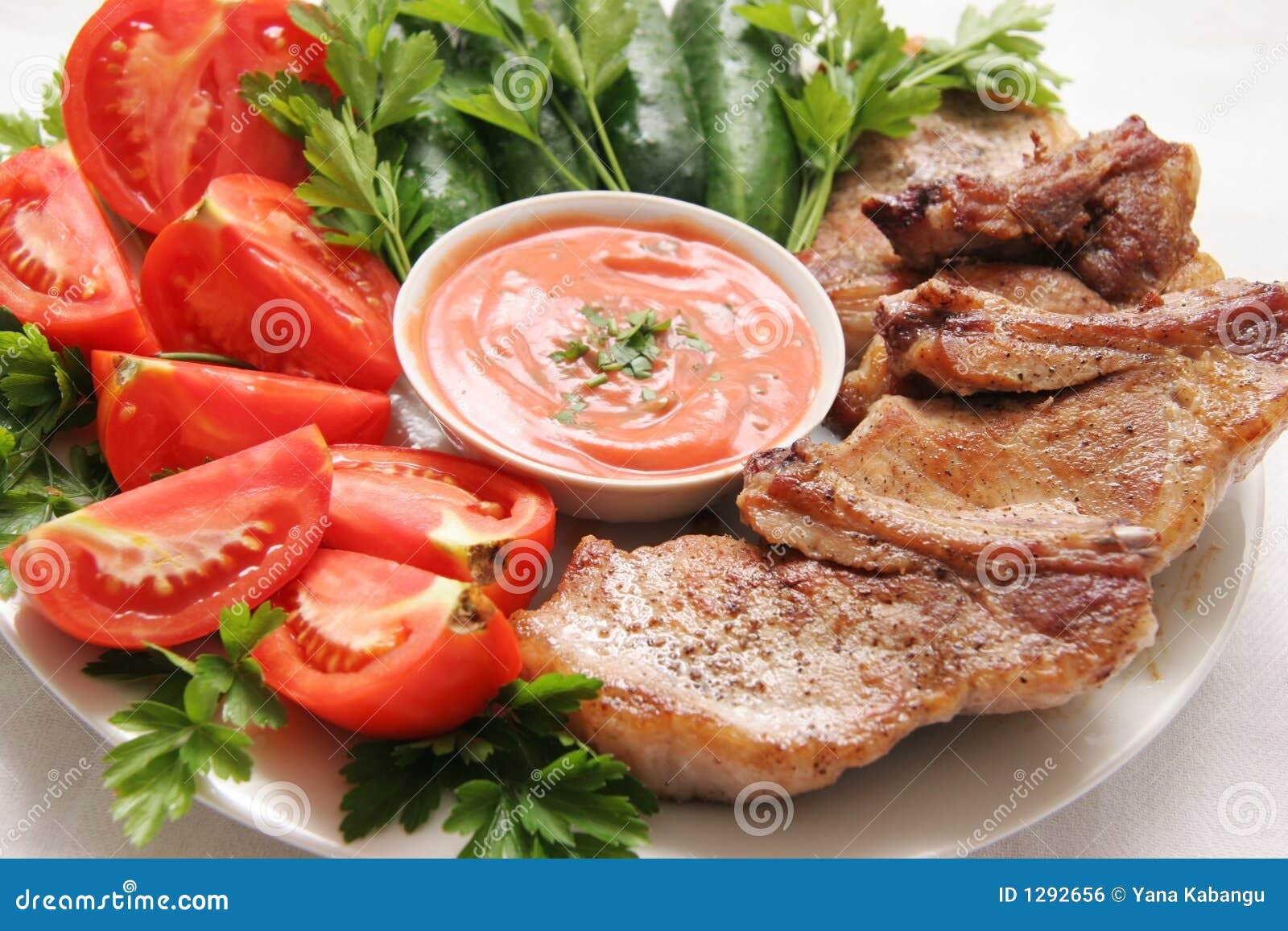 Meat and vegetables. stock photo. Image of tomato, tomatoes - 1292656