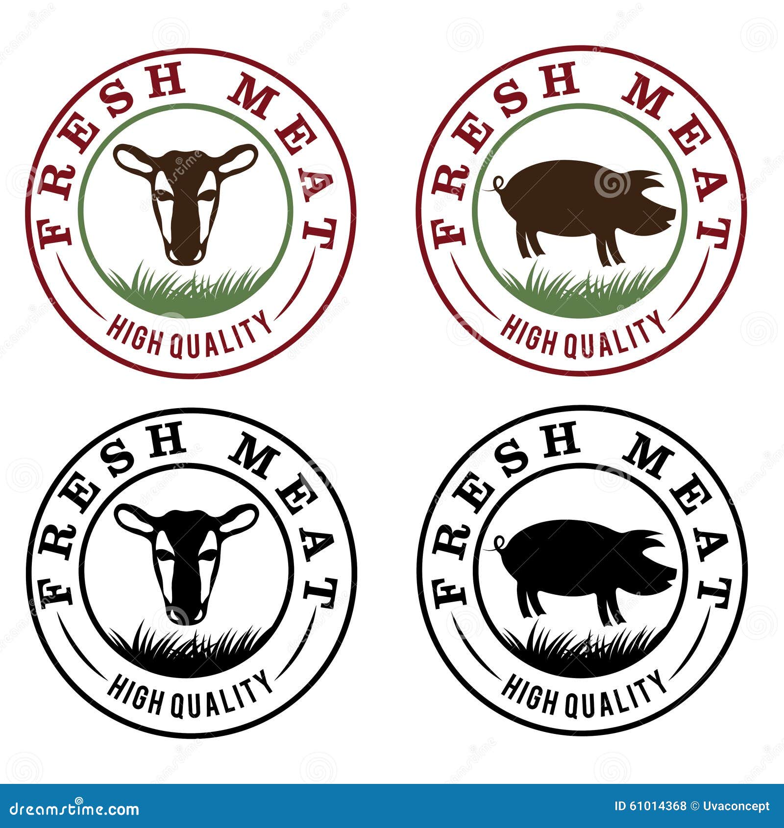 Meat vintage labels set stock vector. Illustration of element - 61014368