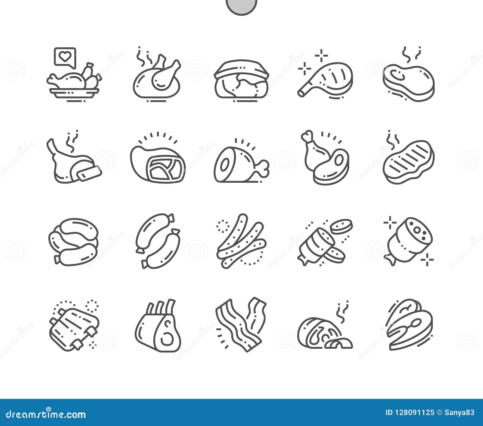 Meat Well-crafted Pixel Perfect Vector Thin Line Icons 30 2x Grid for ...
