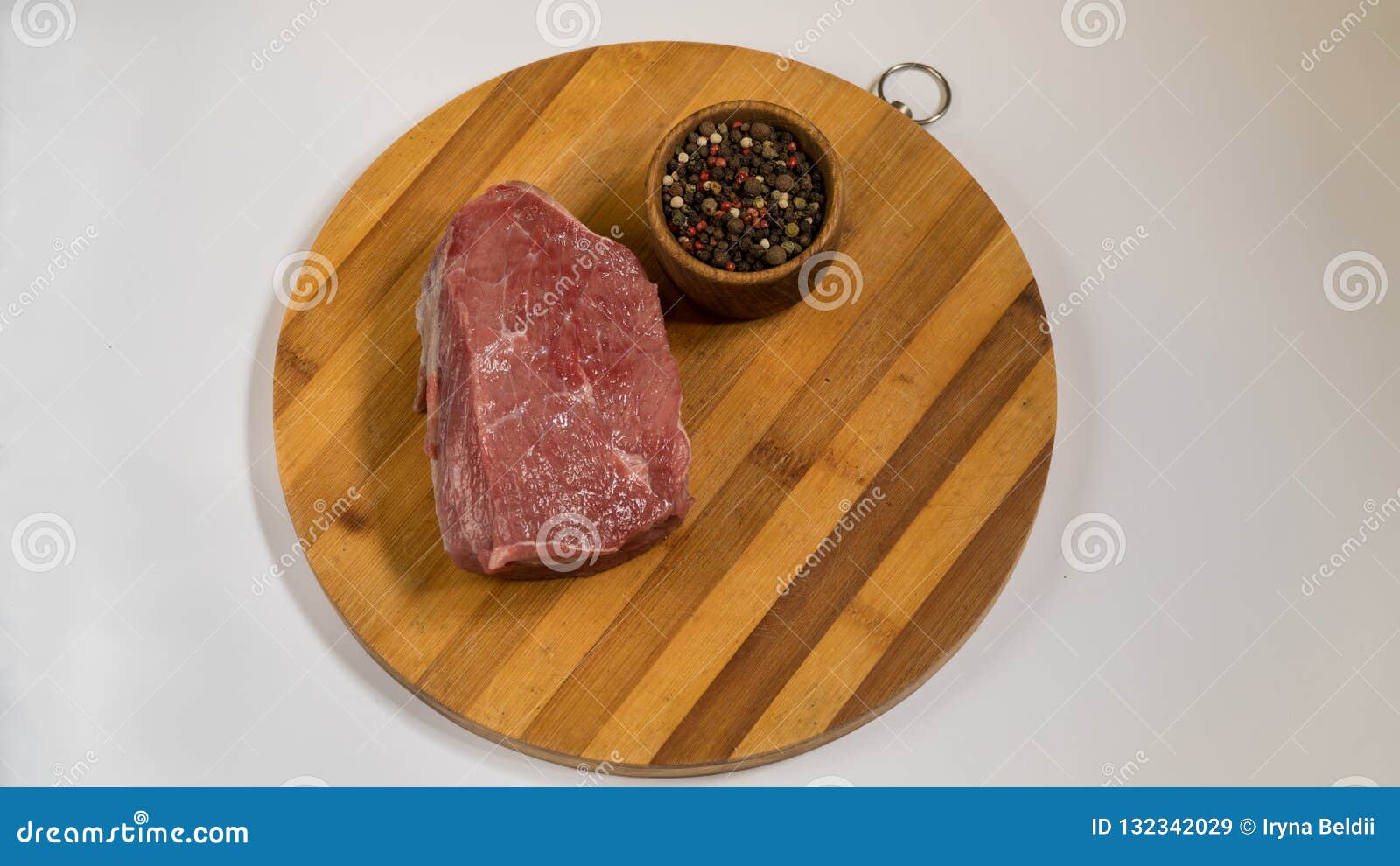 Meat on a Wooden Board. Spices and Beef Stock Image - Image of black ...