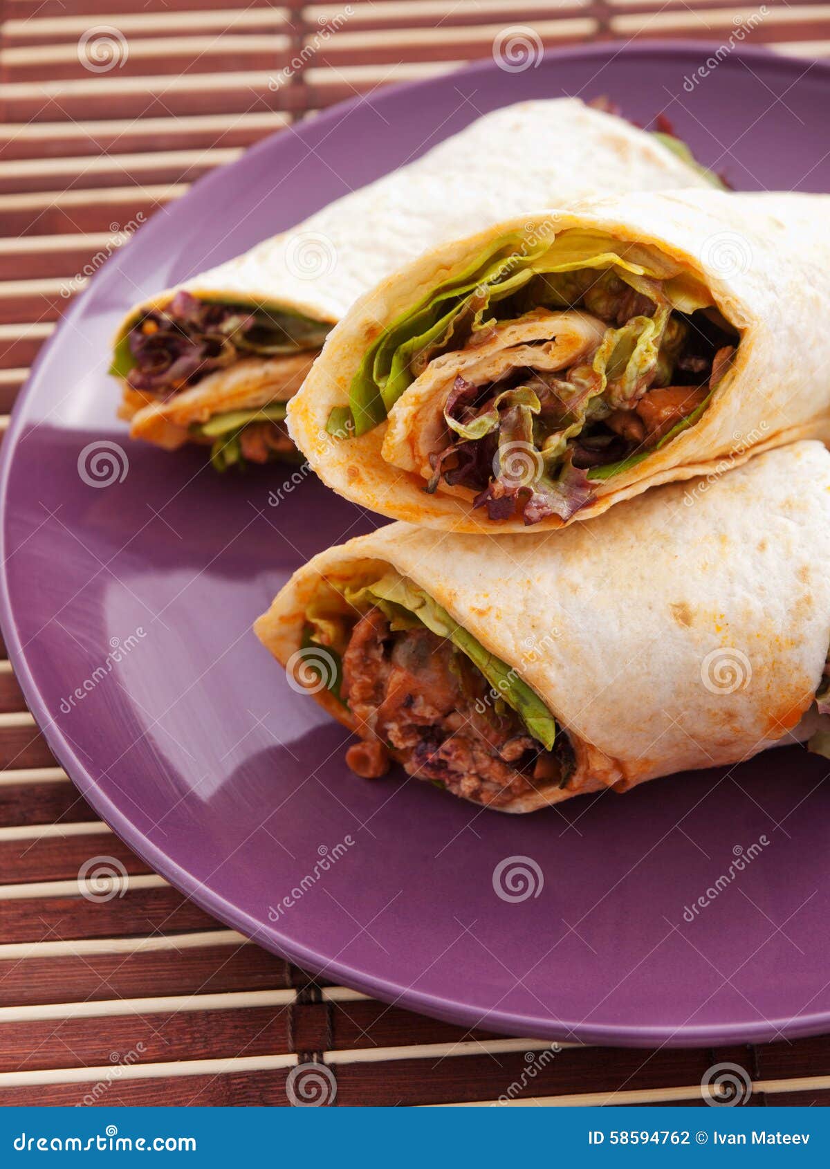 Meat wrap sandwich stock photo. Image of breakfast, portion - 58594762