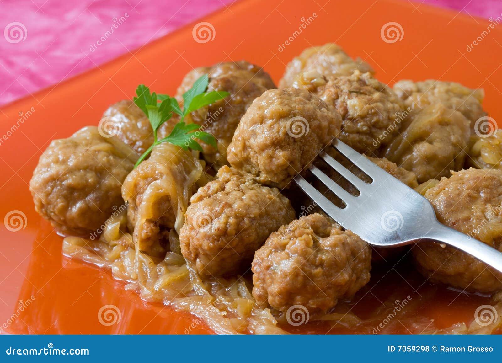 Meatball stock photo. Image of fork, lifestyle, green - 7059298