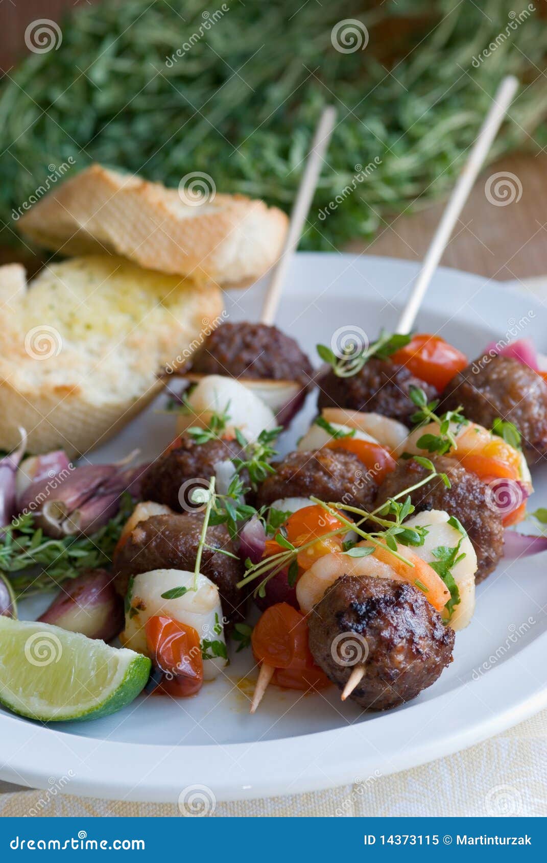 Meatball skewers stock image. Image of bread, culinary - 14373115