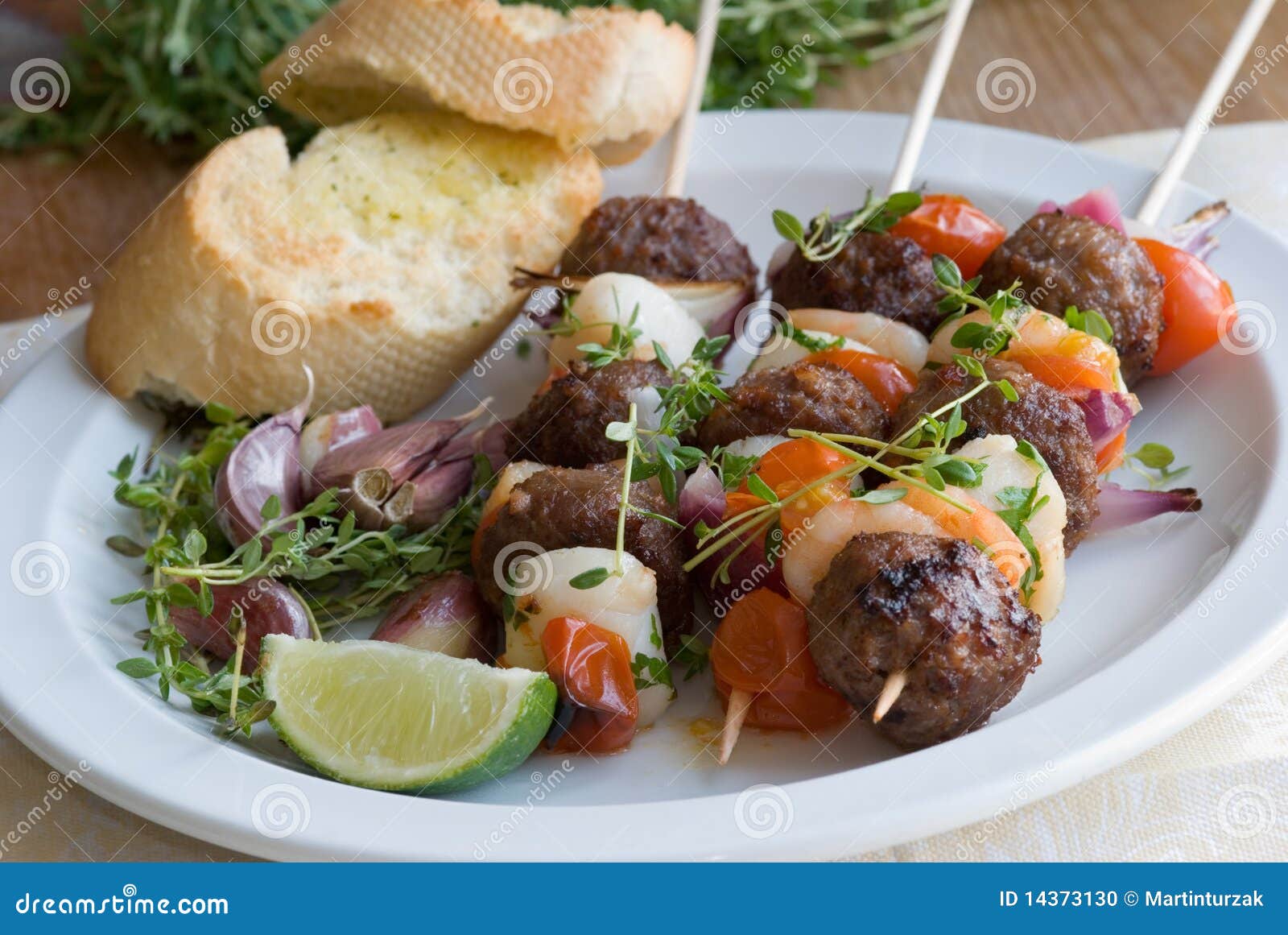 Meatball skewers stock photo. Image of barbecue, cuisine - 14373130