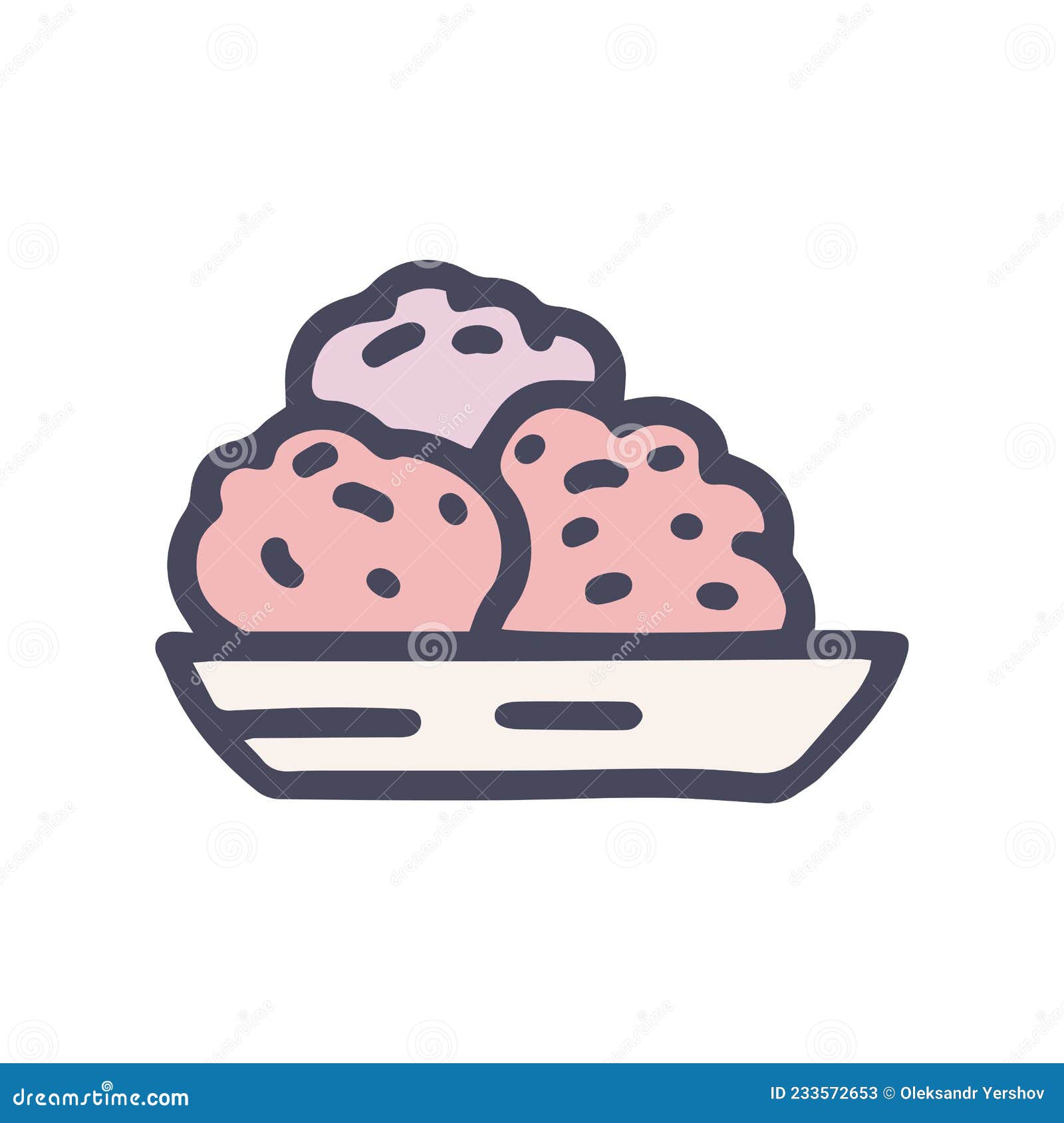 Meatballs Color Vector Doodle Simple Icon Design Stock Illustration ...