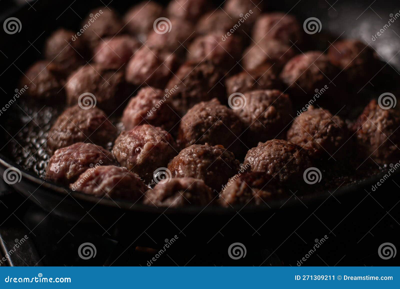 Meatballs in a Frying Pan. Making Meatballs Stock Image - Image of ...