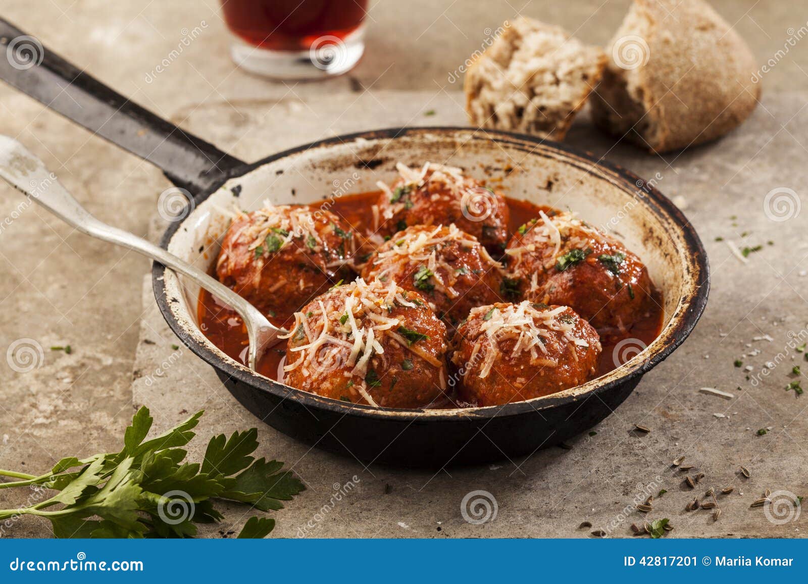 Meatballs in pan stock image. Image of closeup, classic - 42817201