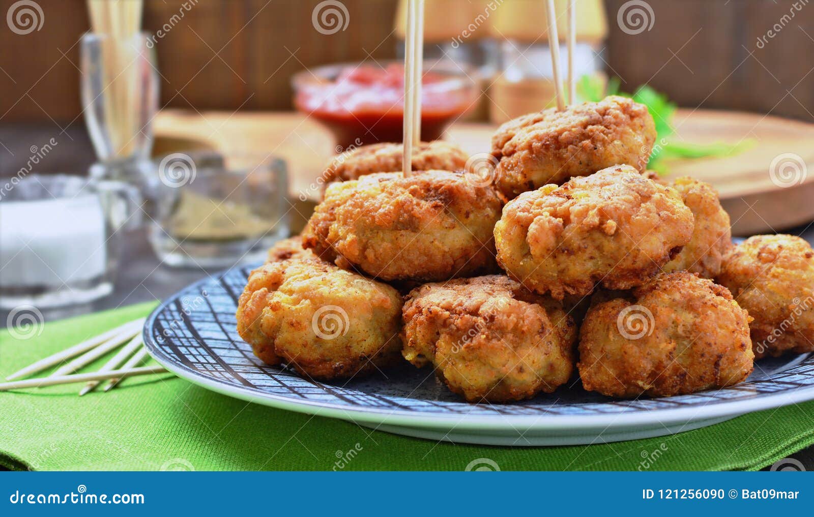 Meatballs on Plate Over the Table Stock Photo - Image of cooking ...