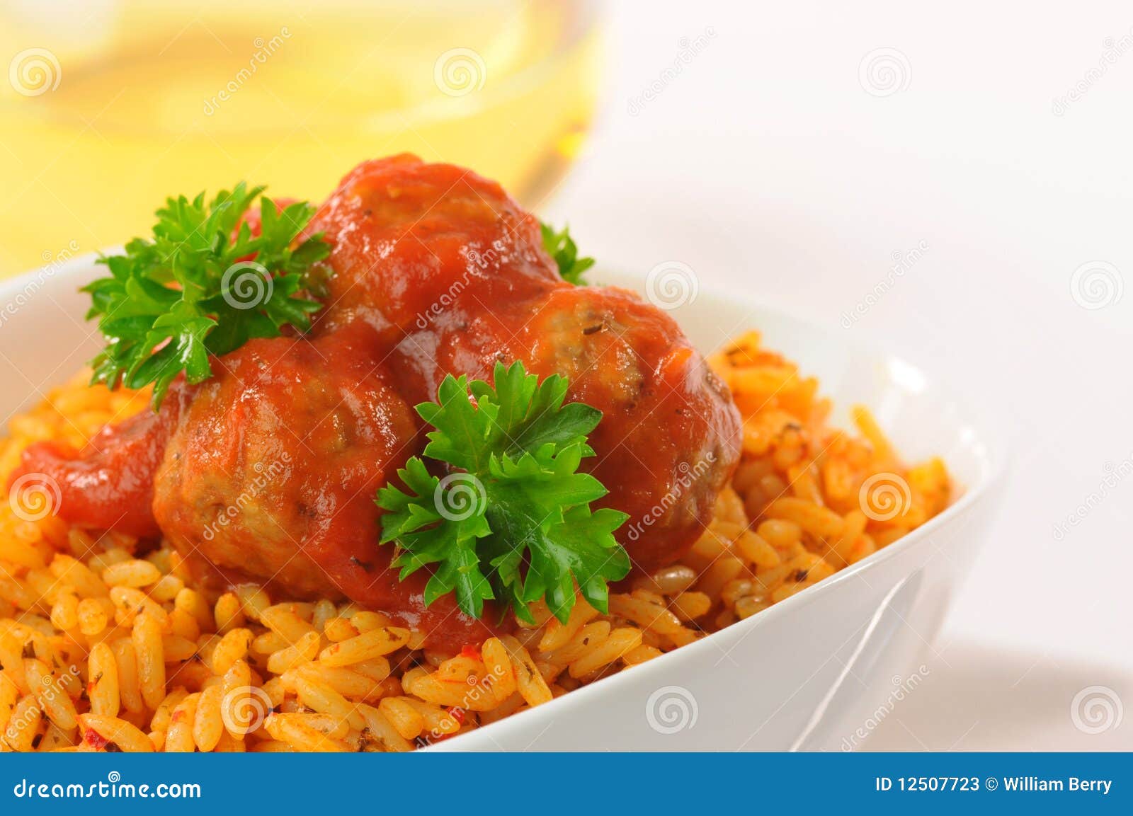 Meatballs and Rice stock image. Image of sauce, food - 12507723