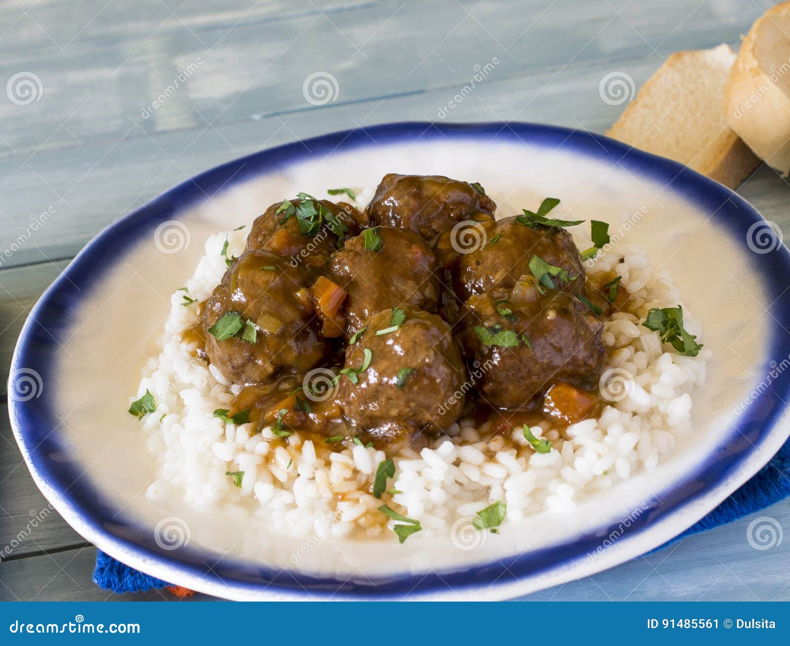 Meatballs with Rice and Vegetable Stock Image - Image of vegetable ...