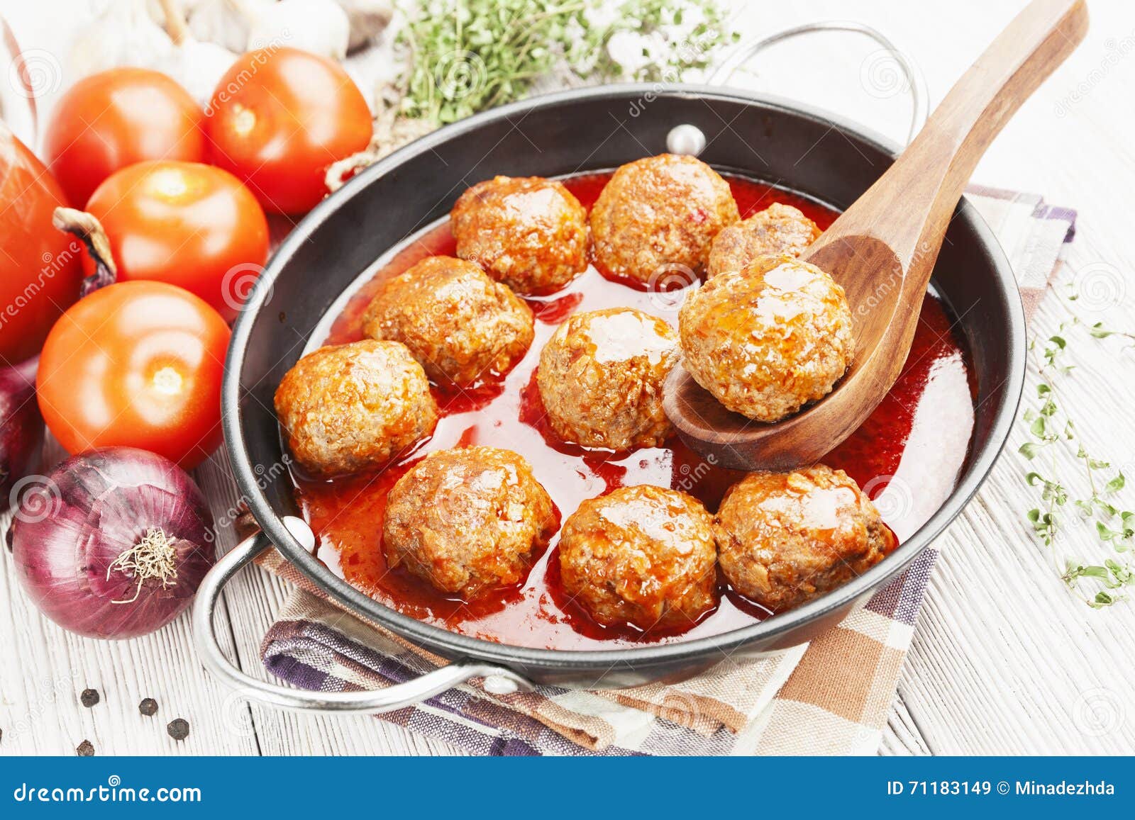 Meatballs on the table stock image. Image of sauce, lunch - 71183149