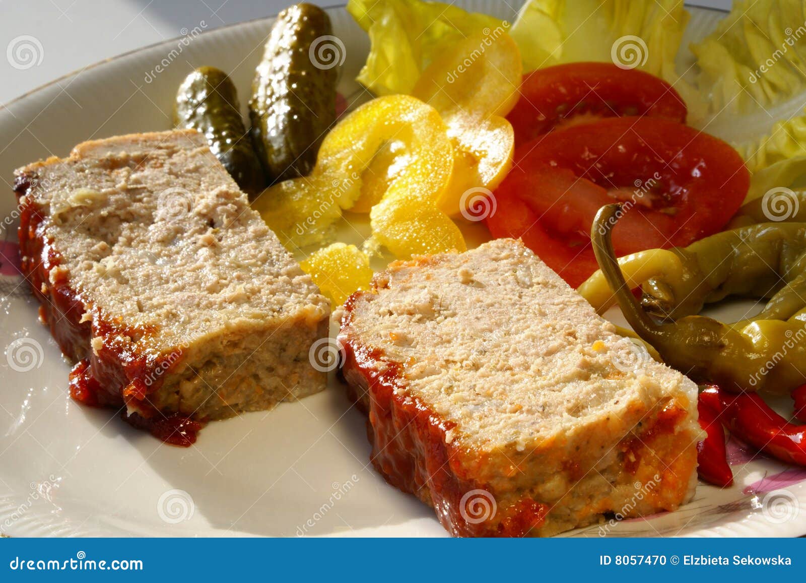 Meatloaf stock photo. Image of ketchup, pickles, baked - 8057470