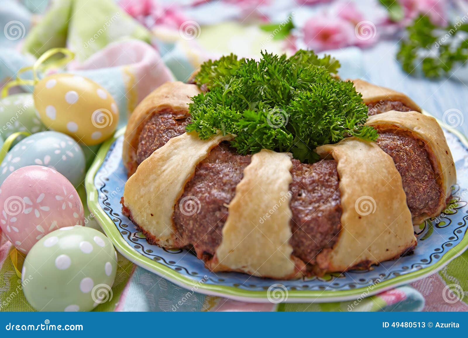 Meatloaf ring stock image. Image of dinner, pastry, bacon - 49480513
